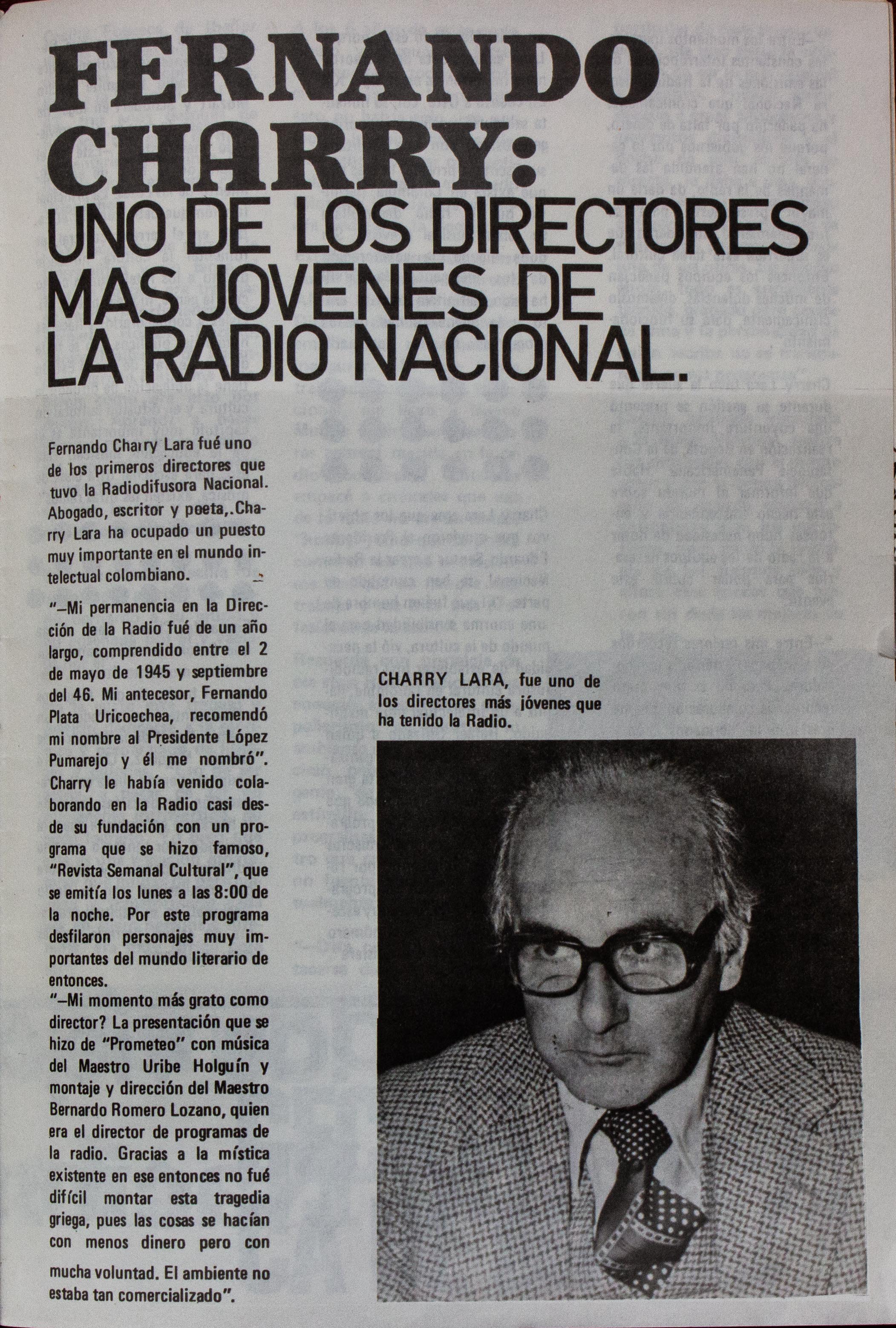 Fernando Charry: uno de los directores mas jóvenes de la Radio Nacional