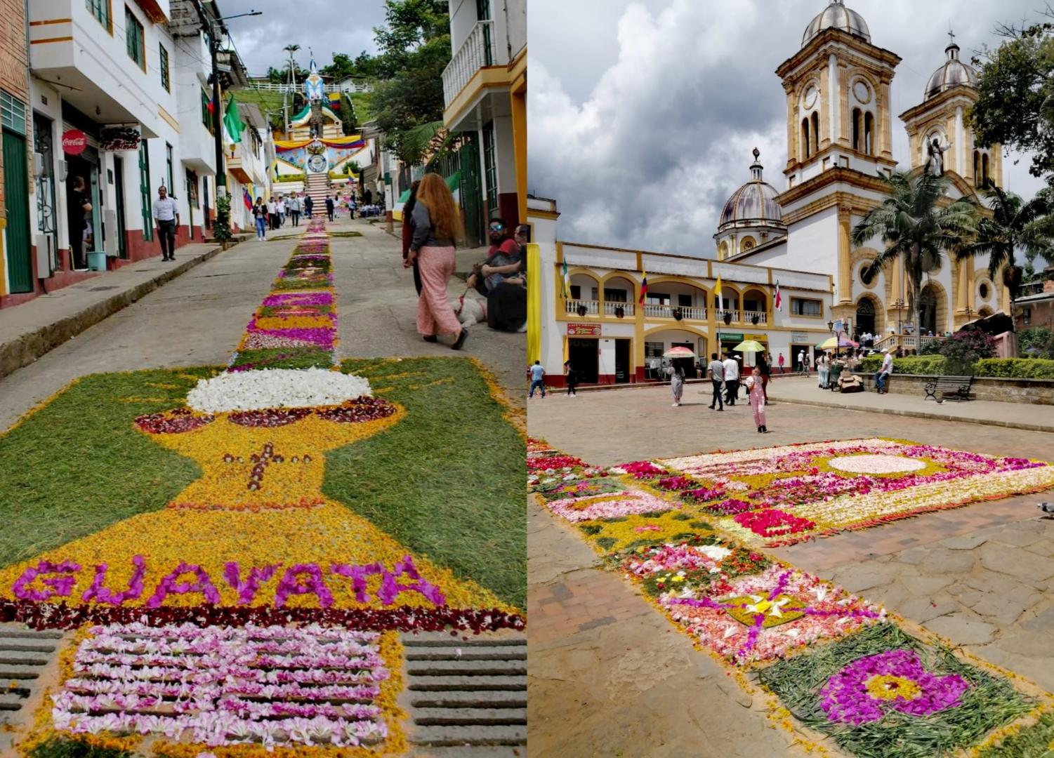 Celebración del Corpus Christi: tapete floral en Guayatá, Boyacá